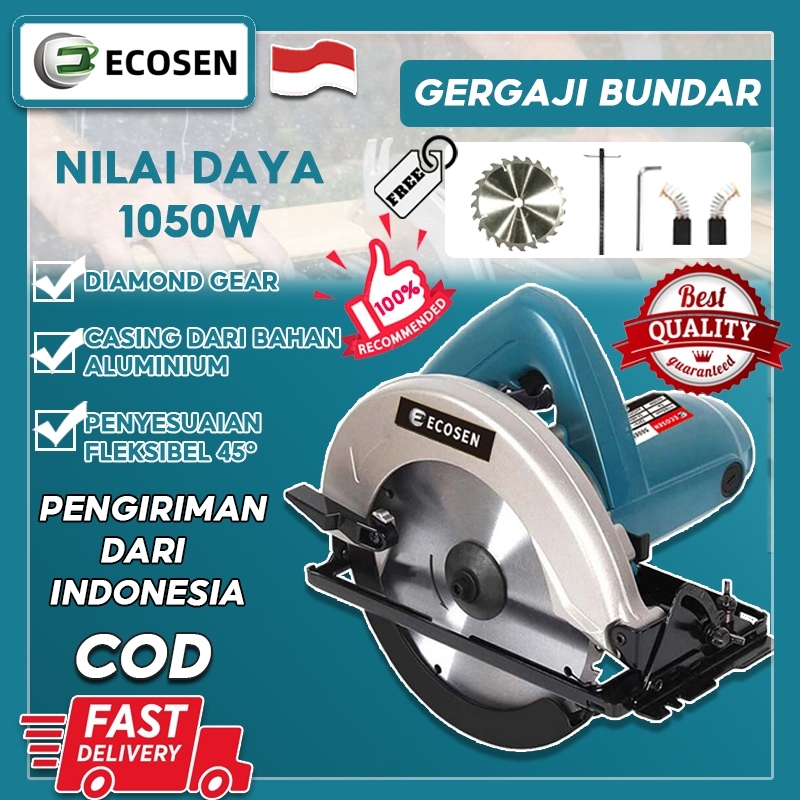 Jual ECOSEN 1050W Circular Saw Mesin Gergaji Kayu Triplek Sirkel Serkel ...