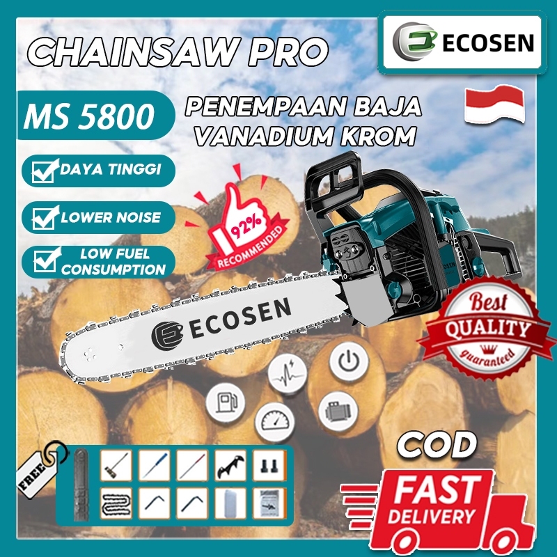 Jual ECOSEN 20/22/24Inch Biru Alat Outdoor Mesin Gergaji Chainsaw Untuk Potong Kayu Chain Saw ...