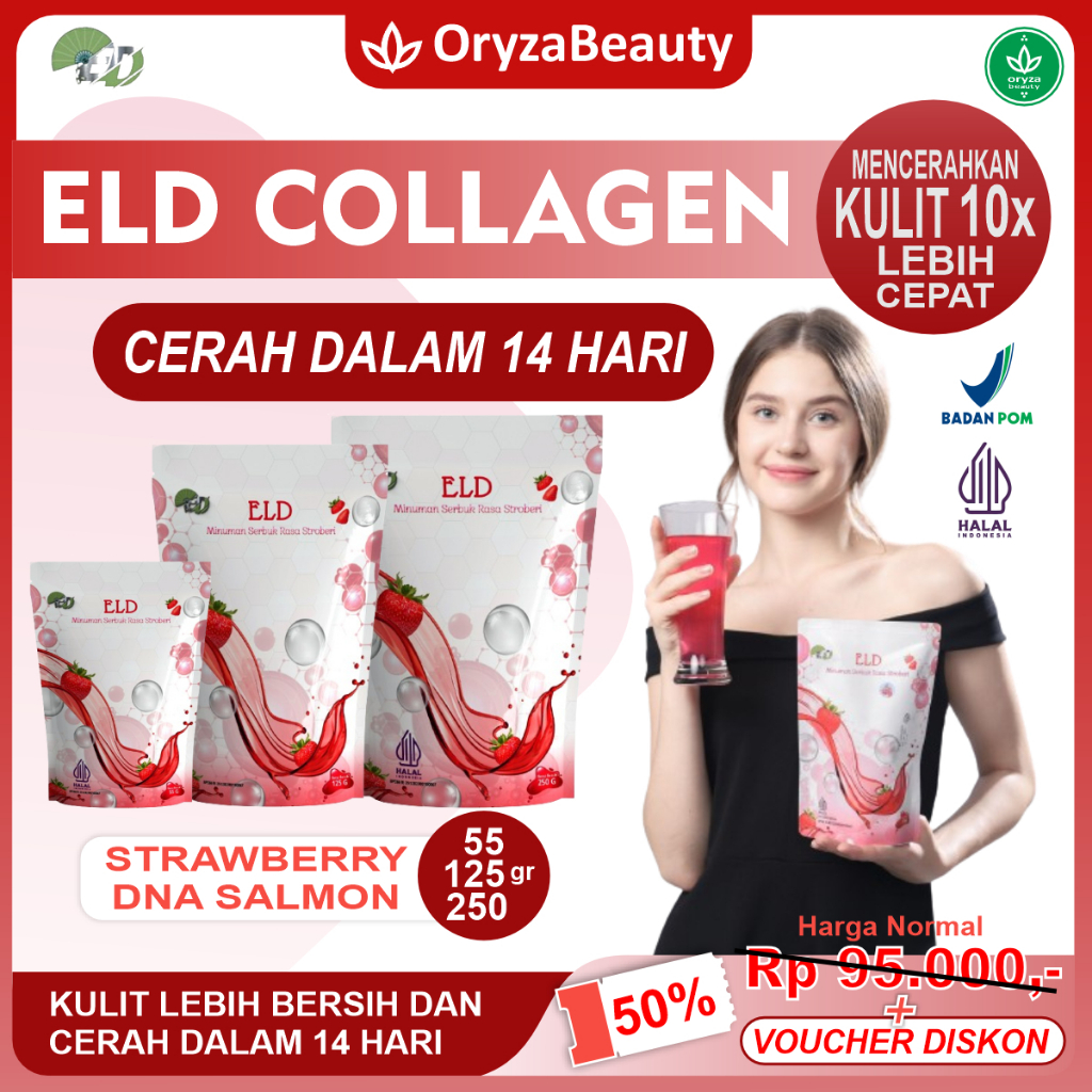 Jual ELD Collagen Drink Strawberry DNA Salmon Pemutih Kulit BPOM ...
