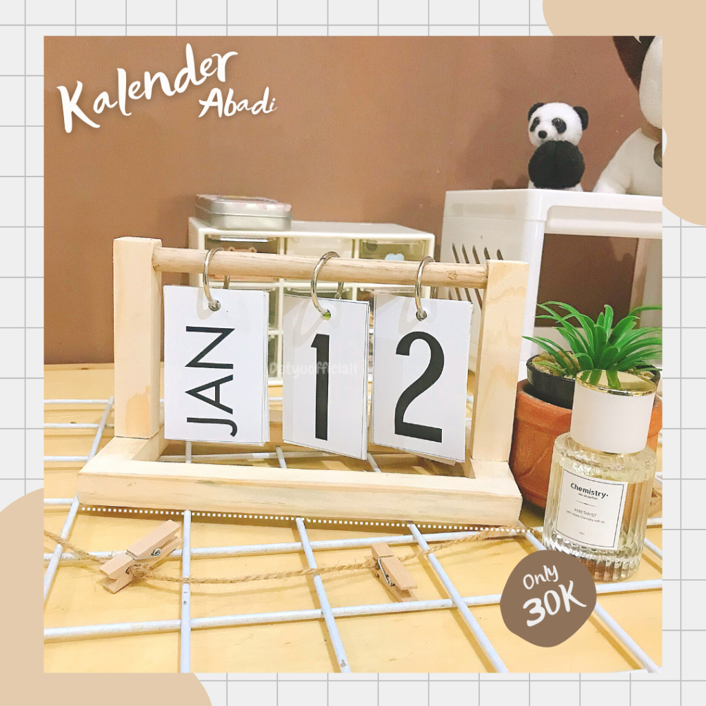 Jual kalender meja kayu/ kalender duduk / kalender abadi / kalender ...