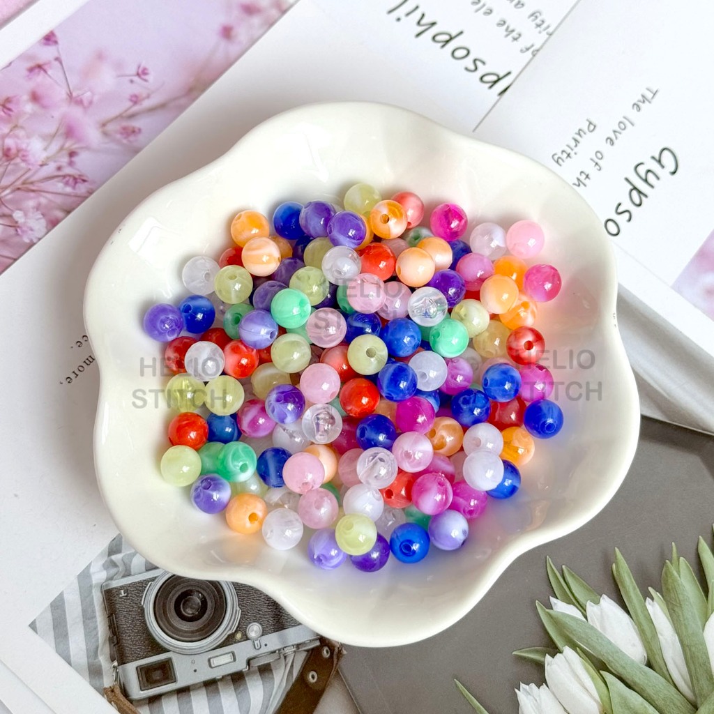 Jual 10 gr Manik-manik mote corak Marmer - BULAT 8 MM | Shopee Indonesia