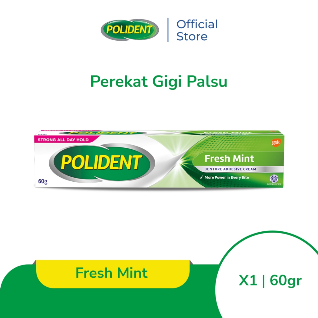 Jual Polident Perekat Gigi Tiruan Fresh Mint 60g | Shopee Indonesia