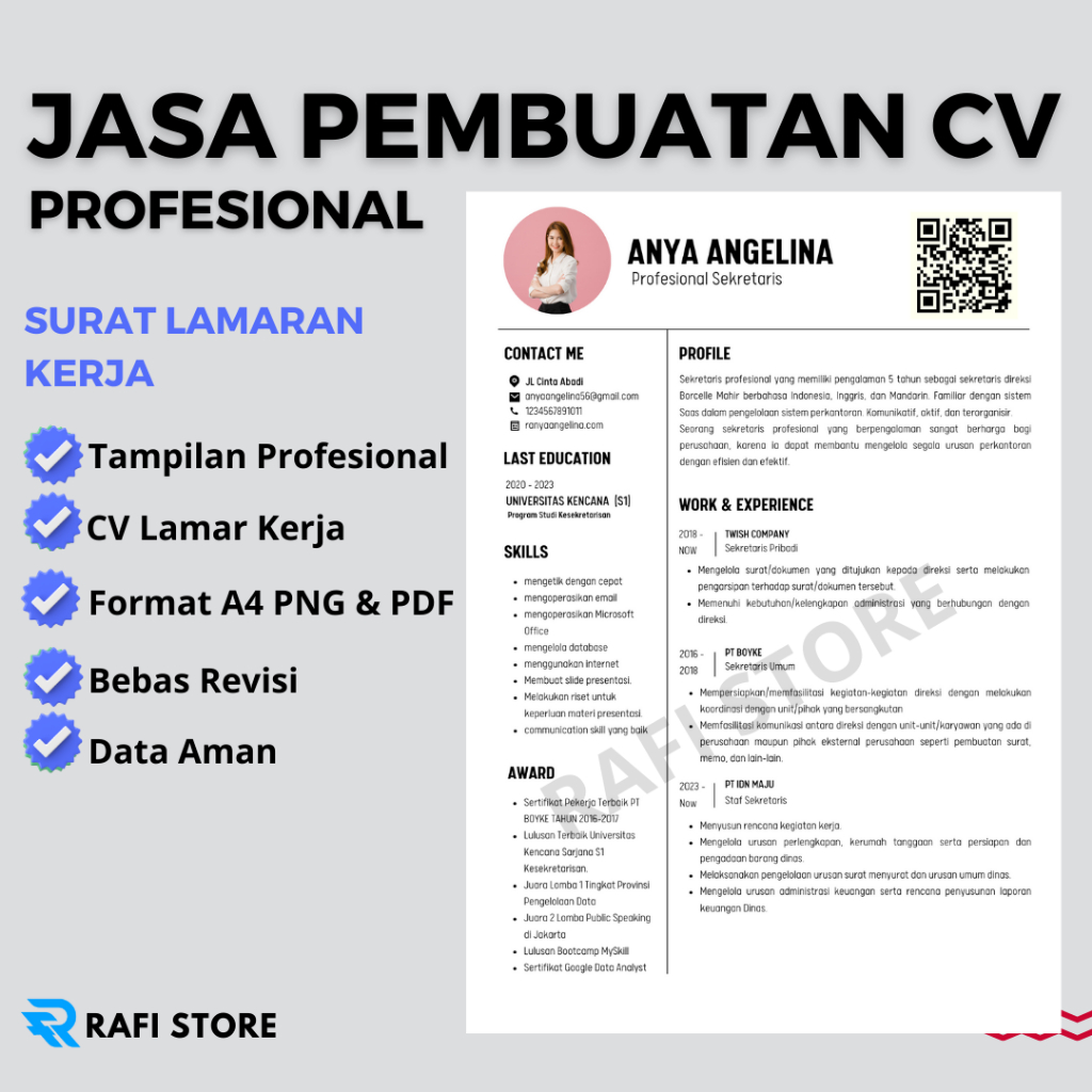Jual Jasa Pembuatan Desain CV / Curriculum Vitae | Surat Lamaran Kerja | ATS Friendy | Bebas ...