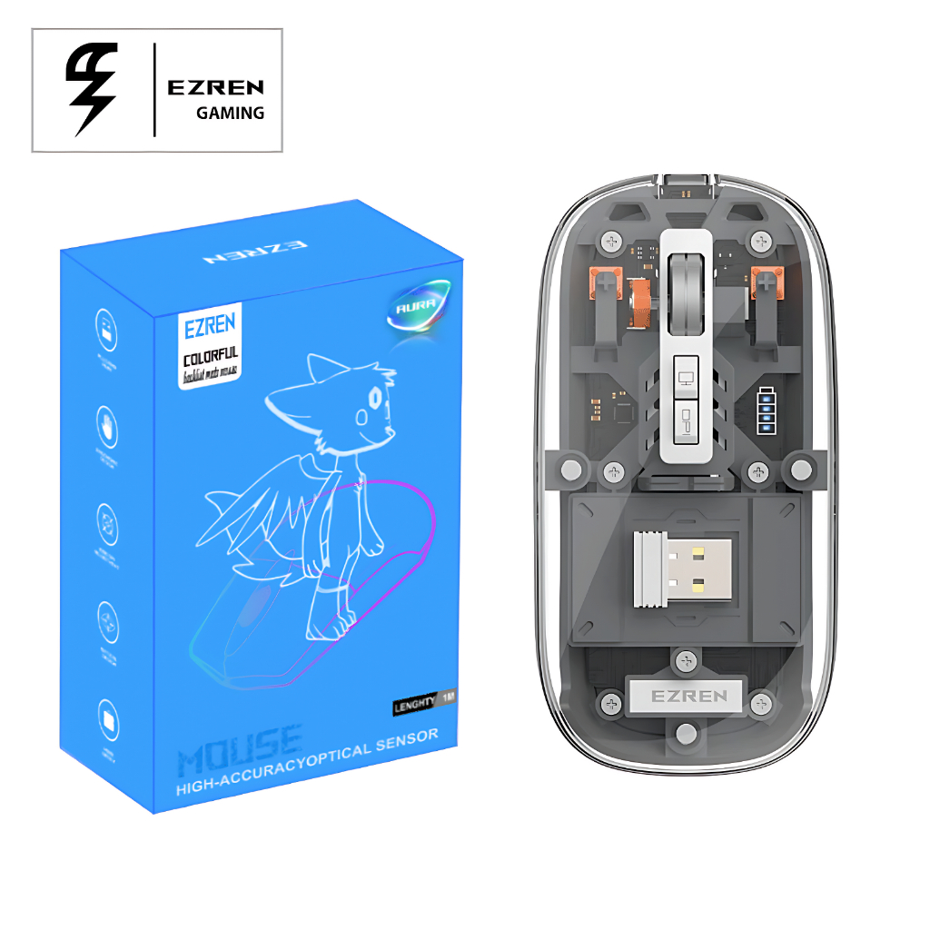 Jual Ezren M133 Mouse Wireless 2.4G Bluetooth 5.1 Transparent Silent ...