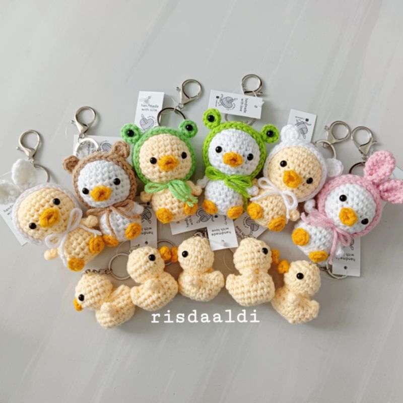 Jual (Ready Stock) Gantungan Kunci Amigurumi Keychain Bebek Duck Milk ...