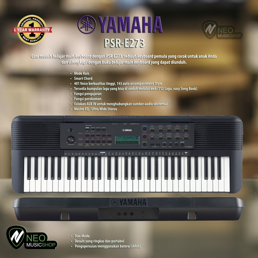 Jual Yamaha PSR E273 61 Keys Portable Keyboard | Shopee Indonesia