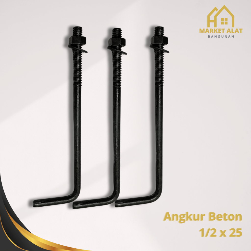 Jual Baut Angkur Beton L Hitam 1/2" x 25 cm (12 mm x 25 cm) + Mur ...