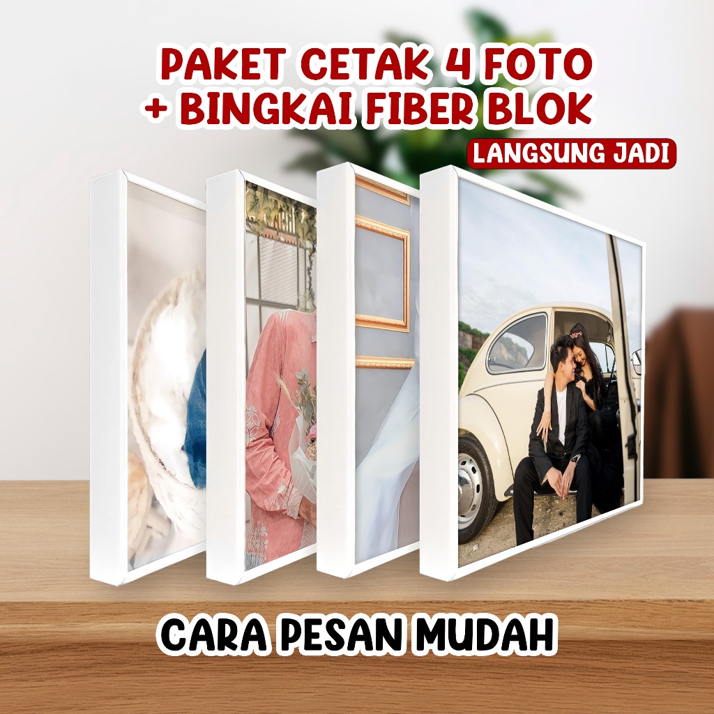 Jual Cetak Foto (4pcs) + Bingkai Fiber Blok Berkualitas 30x40cm 21x30cm ...