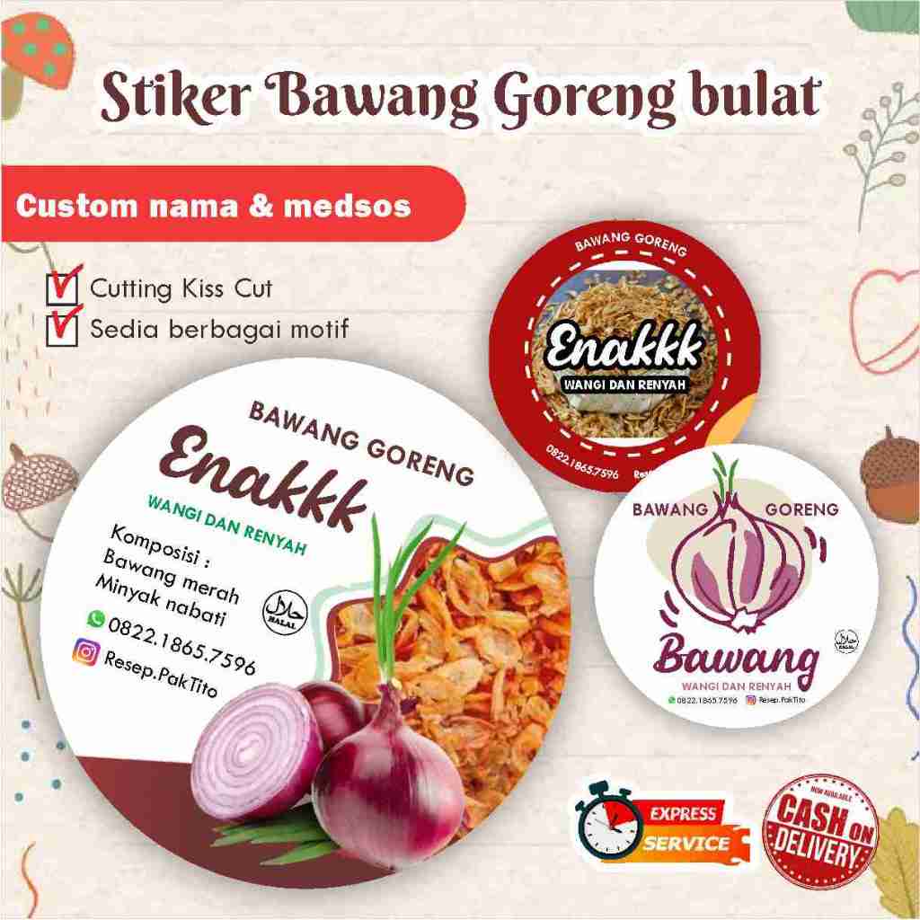 Jual [170 pcs] Stiker Bawang Goreng Cromo bulat / kemasan makanan ...