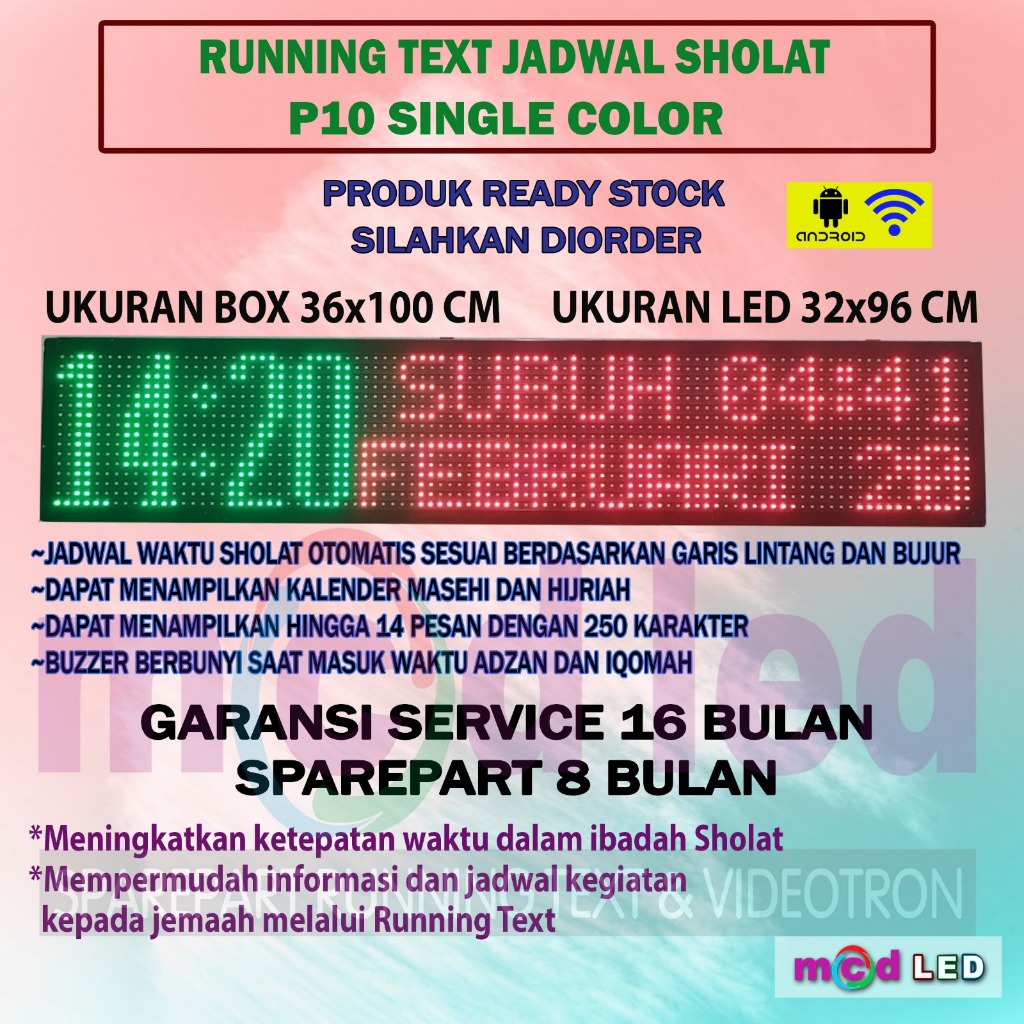 Jual JAM SHOLAT MASJID RUNNING TEXT JWS JADWAL SHALAT SOLAT DIGITAL ...