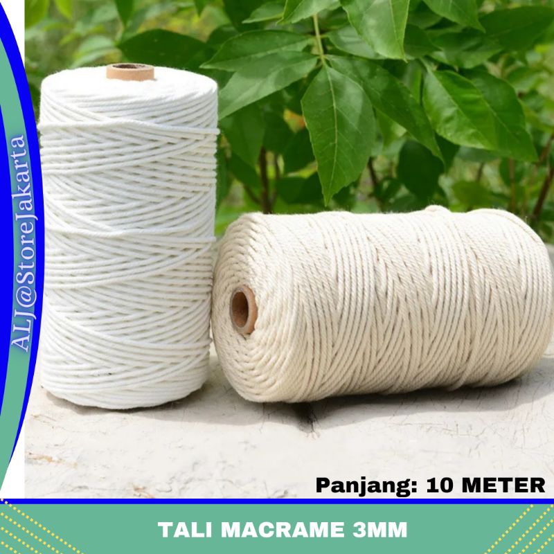 Jual Tali macrame/Tali katun cotton rope 3mm(10 meter) | Shopee Indonesia