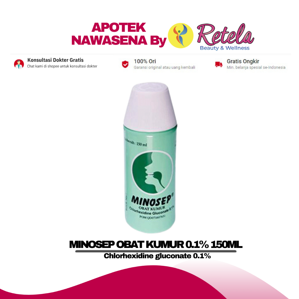 Jual MINOSEP OBAT KUMUR CHLORHEXIDINE GLUCONATE 0.1% 150ML | Shopee ...