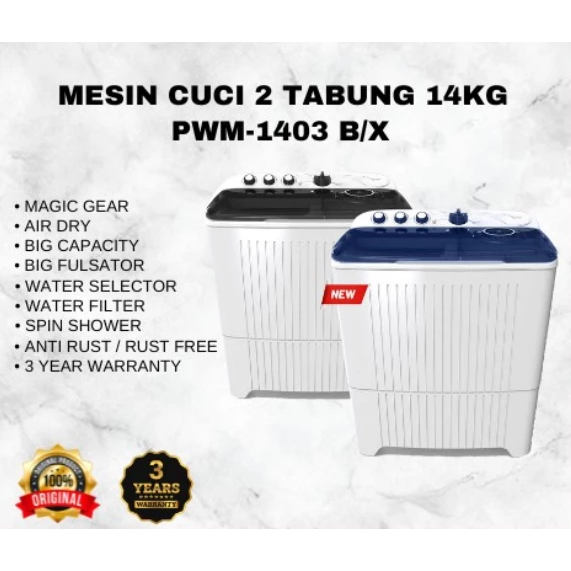 Jual Mesin cuci 2 tabung Polytron Primadona Giant 14 Kg PWM 1403 Luar Bandung Kargo Murah ...