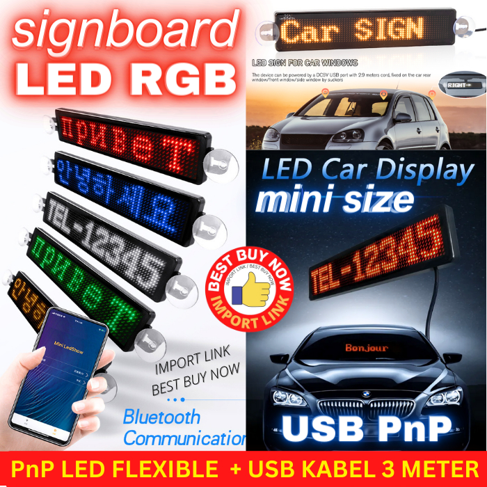 Jual Screen Display Flexible Lampu running LED strip mobil Moving Mini ...