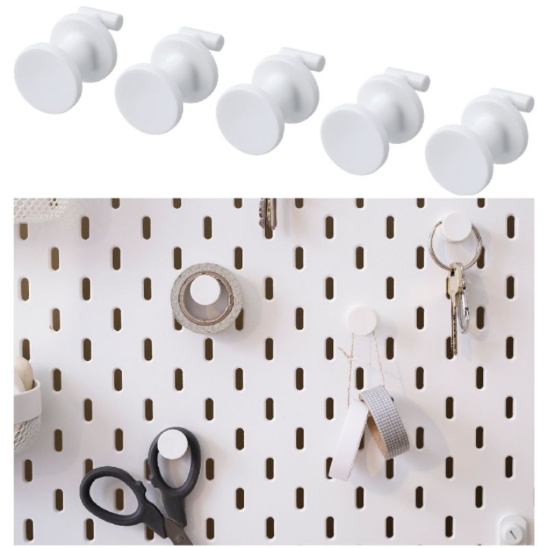Jual SKADIS Pengait Kenob Putih 19mm di Papan Berlubang Pegboard isi 5 ...