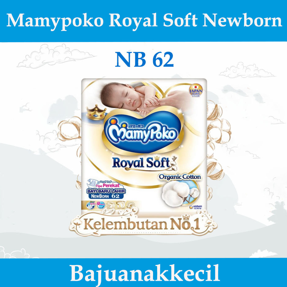 Jual Mamypoko Royal Soft NB 62 Perekat Newborn Tape Organik Cotton ...