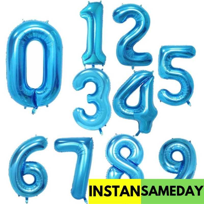 Jual Balon Angka Biru Polos Jumbo 80 cm | Shopee Indonesia