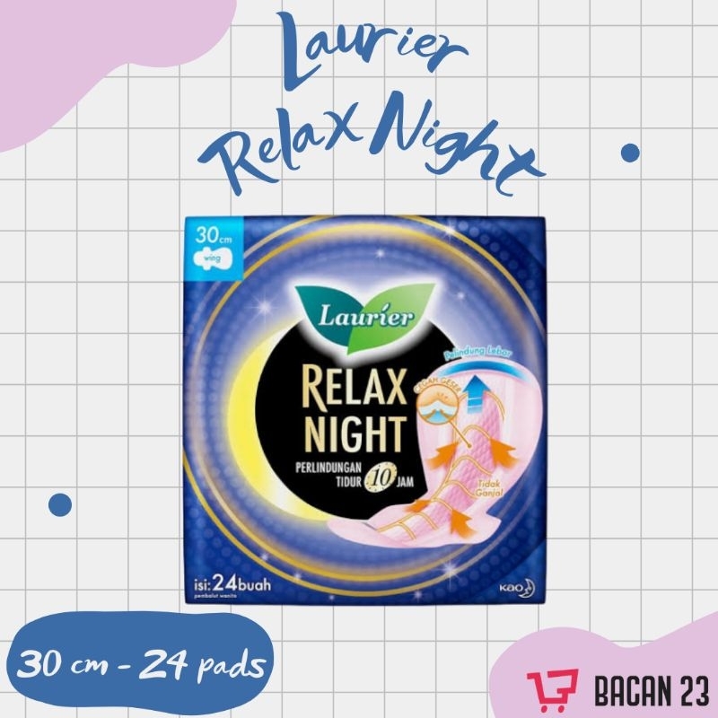 Jual Laurier Relax Night (Wings) (30 cm - 24 pads) / Pembalut Wanita ...