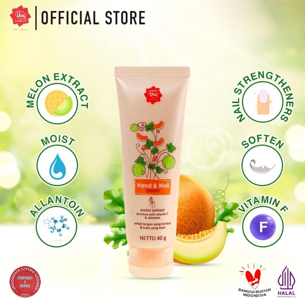 Jual Viva Hand & Nail Cream with Vit F, Melon Extract & Allantoin - 40 ...
