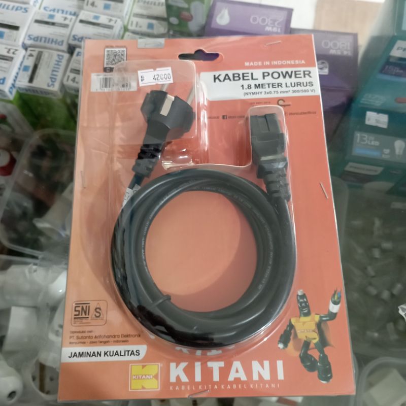 Jual KABEL POWER KITANI 1.8 METER LURUS 3X0.75 MM KABEL POWER KOMPUTER ...