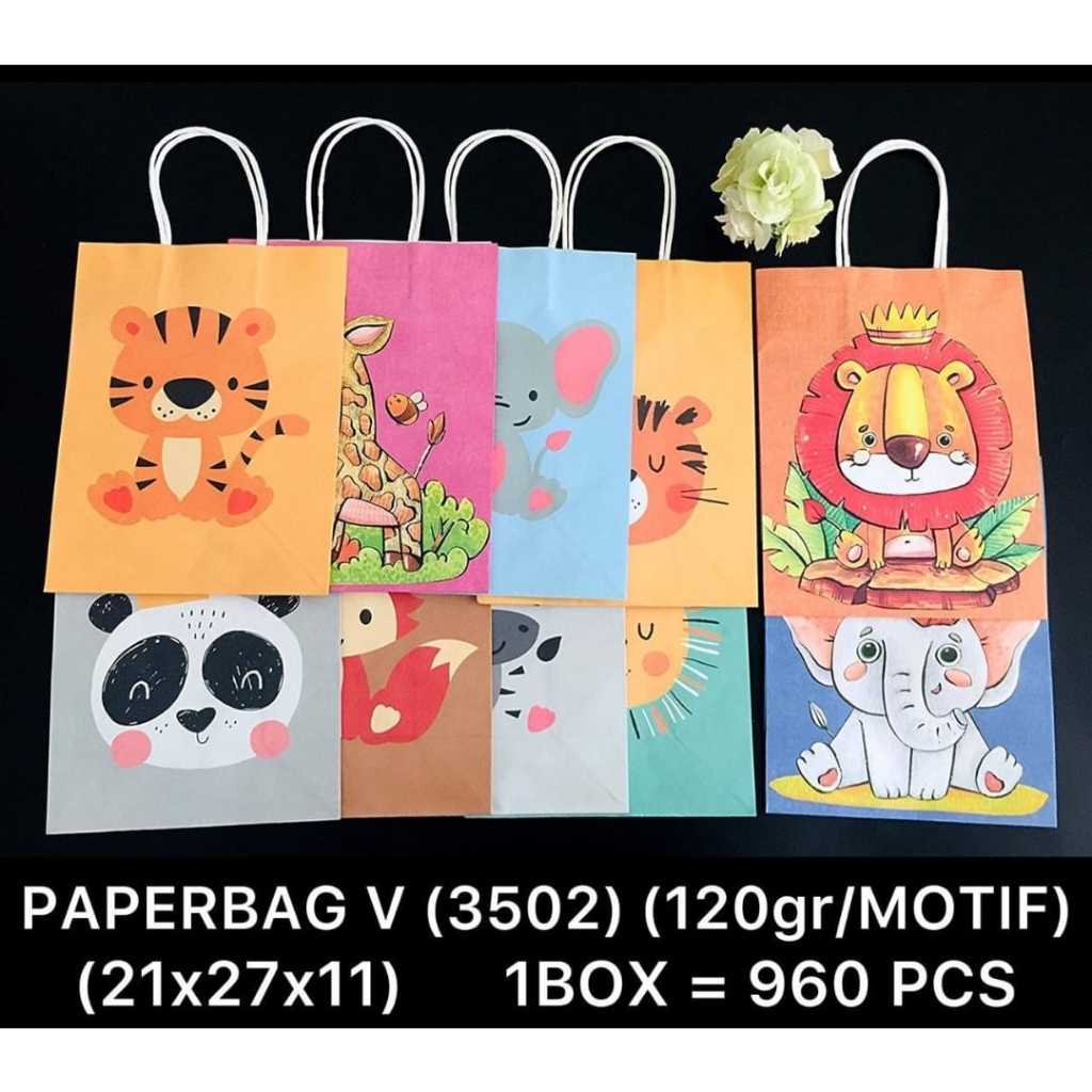 Jual paper bag ramah lingkungan bahan kertas ada 3 ukuran animal vanco ...