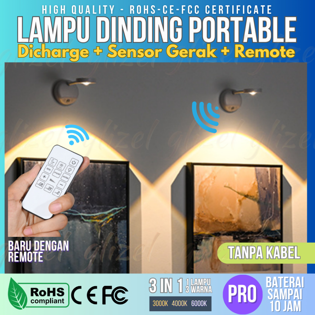 Jual Lampu Lukisan Dinding Spot Light Sensor Gerak LED Wireless ...