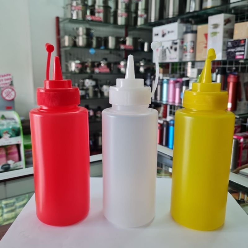 Jual 3pcs Plastik Dressing Bottle 450ml (merah kuning putih) | Shopee ...