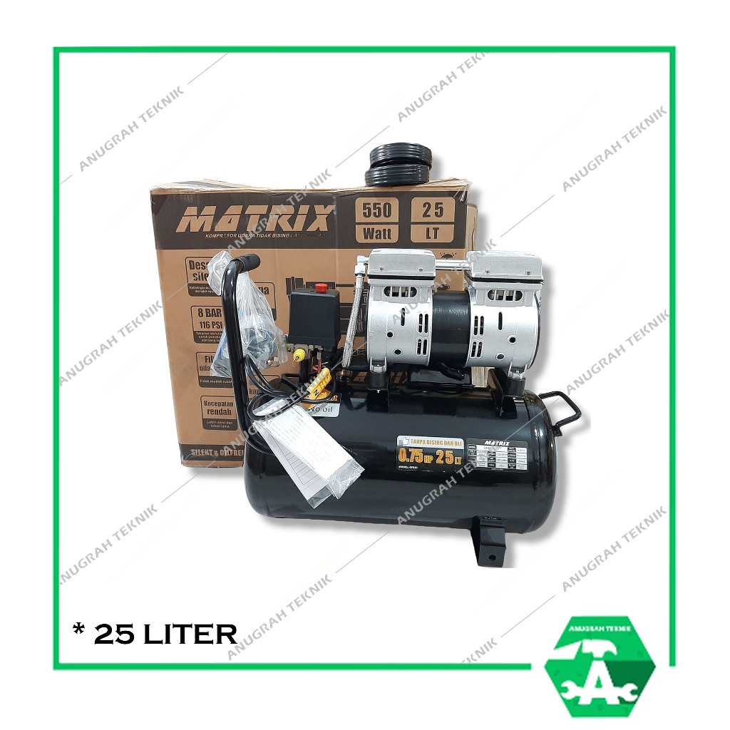 Jual MATRIX Kompresor Angin Oiles 10 Liter 25 Liter Compressor Oilless ...