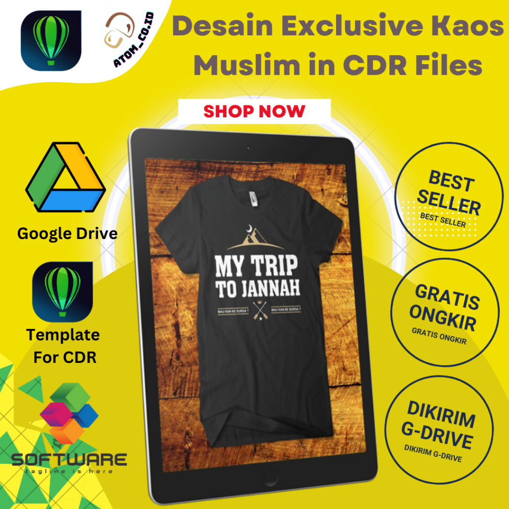 Jual 250 Desain Exclusive Kaos Muslim T-Shirt CorelDraw Files _ CDR X4 | Shopee Indonesia