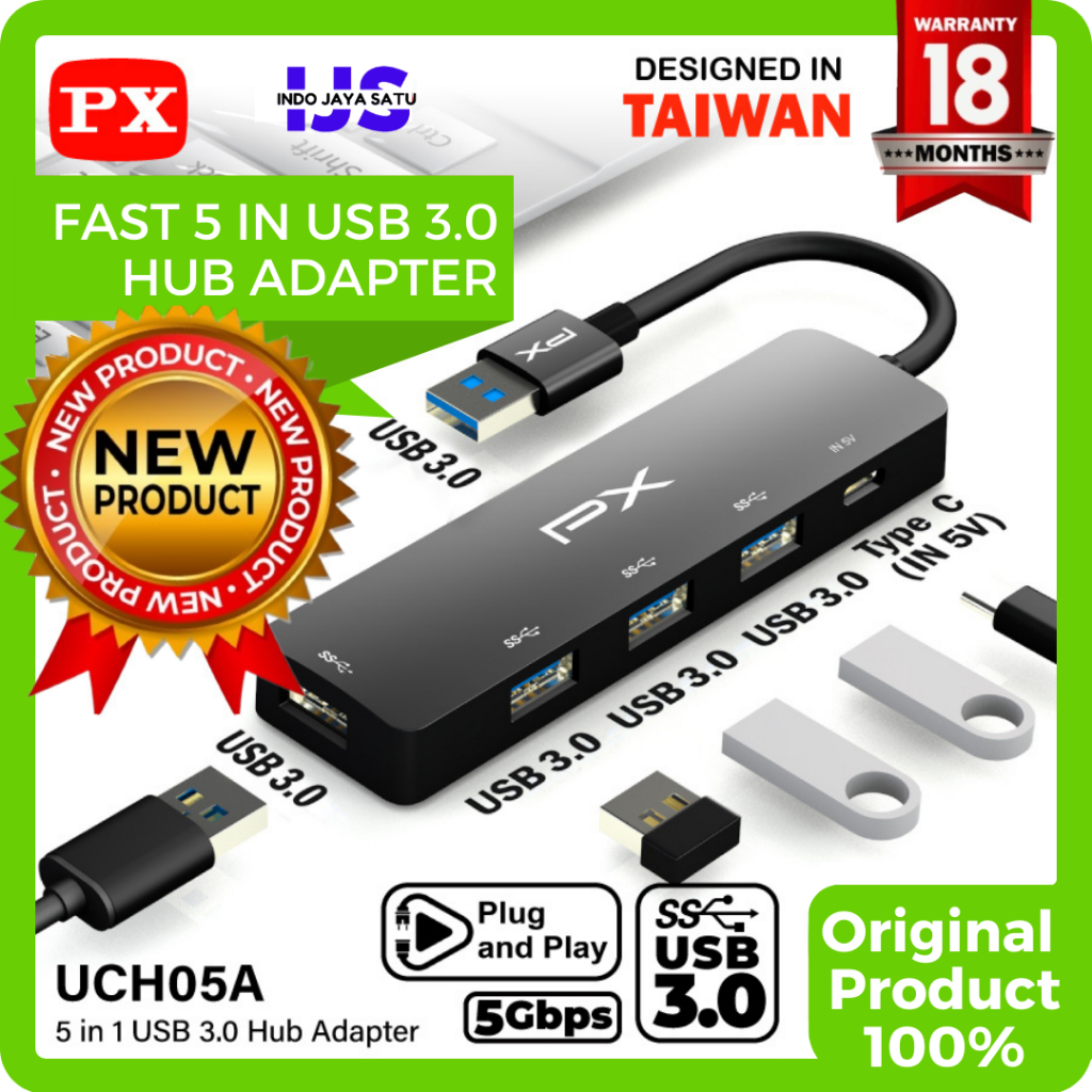 Jual USB Hub Converter USB 3.0 Connector Adaptor Laptop 5 in 1 PX ...