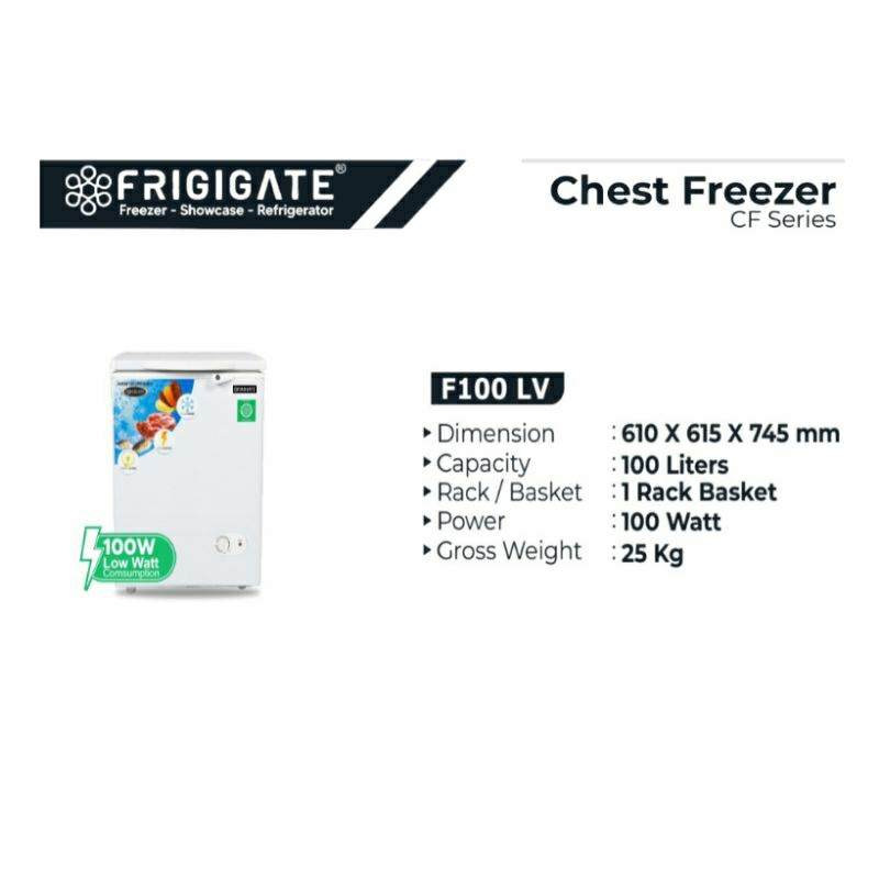 Jual FRIGIGATE Chest Freezer F100 LV CF 100 LV 100 Liter | Shopee Indonesia
