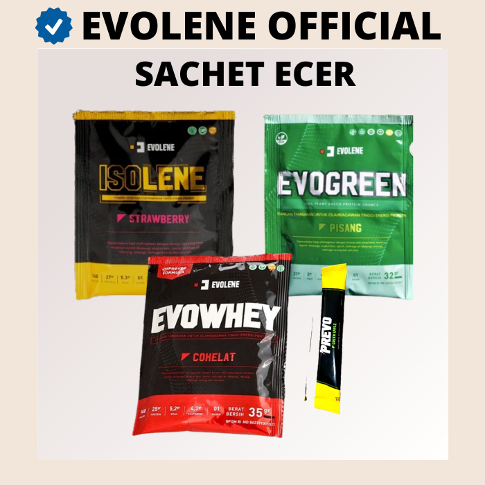 Jual PREVO / ISOLENE / WHEY PROTEIN 1 SACHET EVOLENE PRE WORKOUT ...