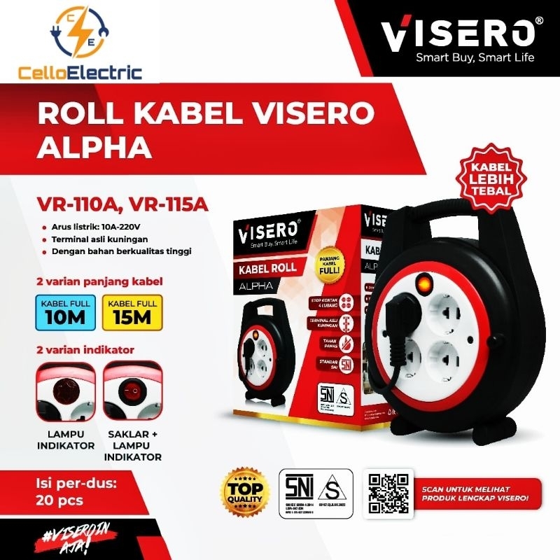 Jual Kabel Roll Visero 10m 15m + Saklar - Roll Kabel Visero Alpha + Switch | Shopee Indonesia