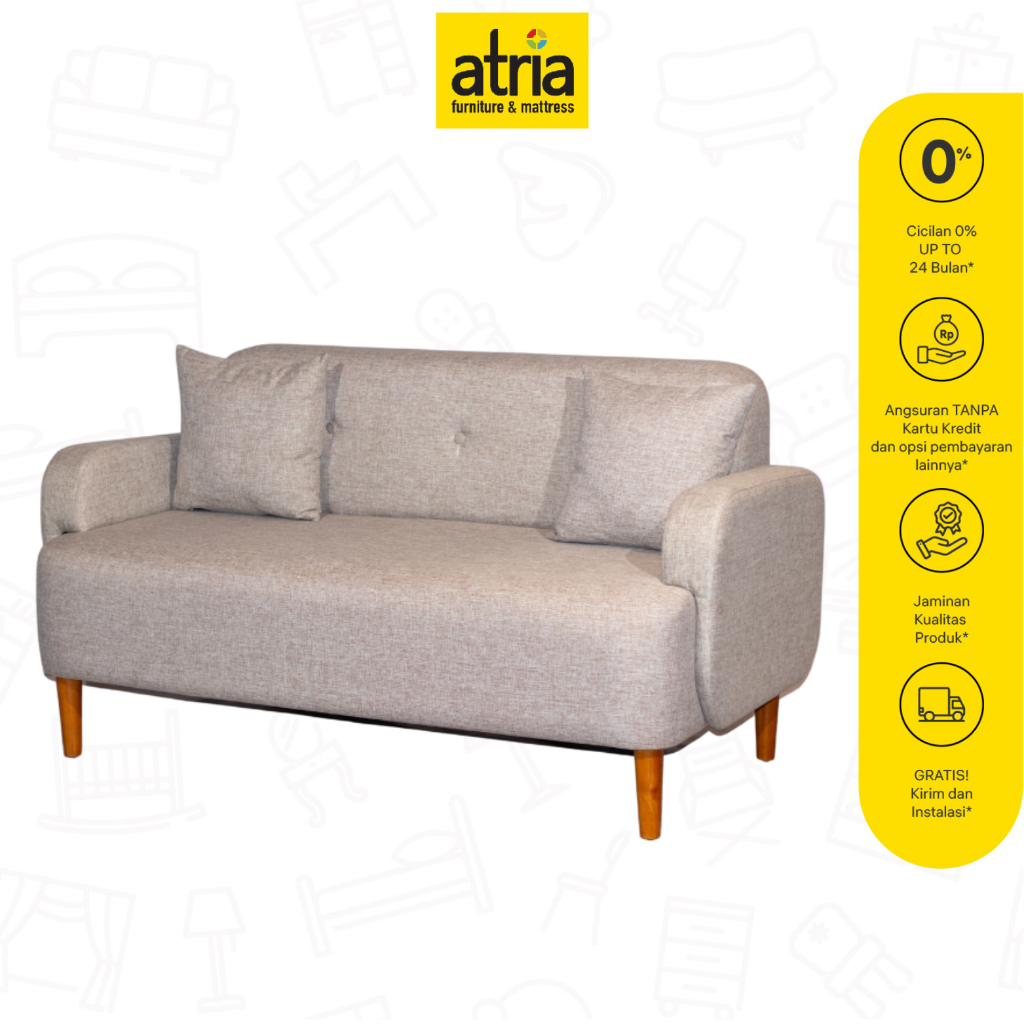 Jual Atria Sofa 2 Dudukan Michiko Fabric Minimalis 143x70x80 | Shopee ...