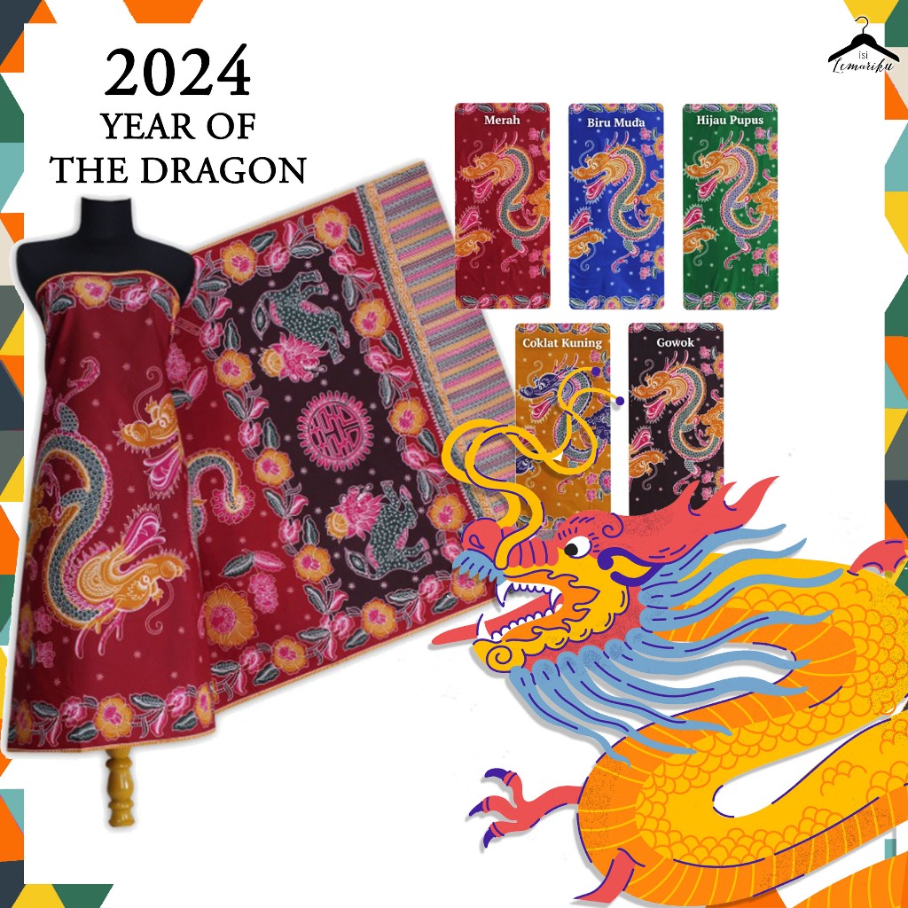 Jual Kain Gendongan Cukin Corak Liong Shio Naga / Dragon 2024 | Shopee ...