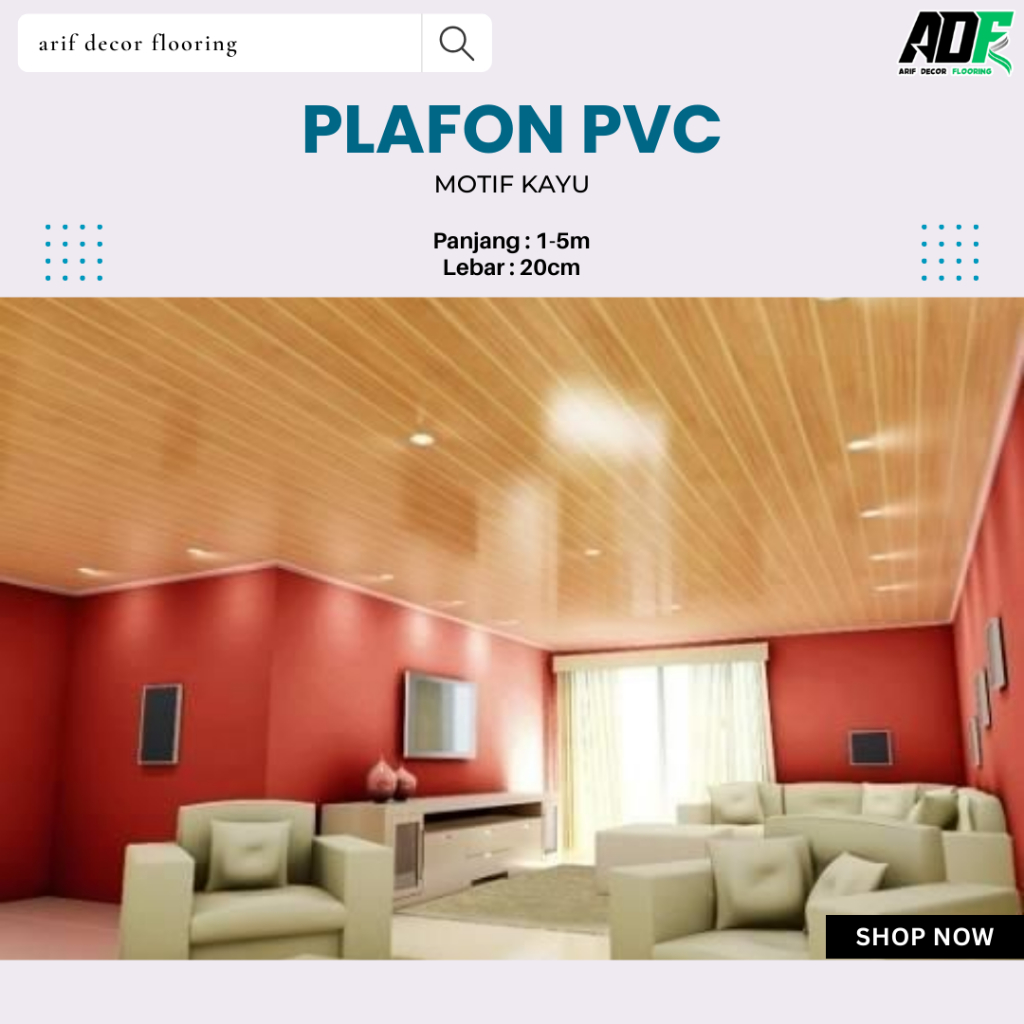 Jual TERBARU PLAFON PVC MOTIF KAYU / WOOD DEKORASI ATAP RUMAH | Shopee ...