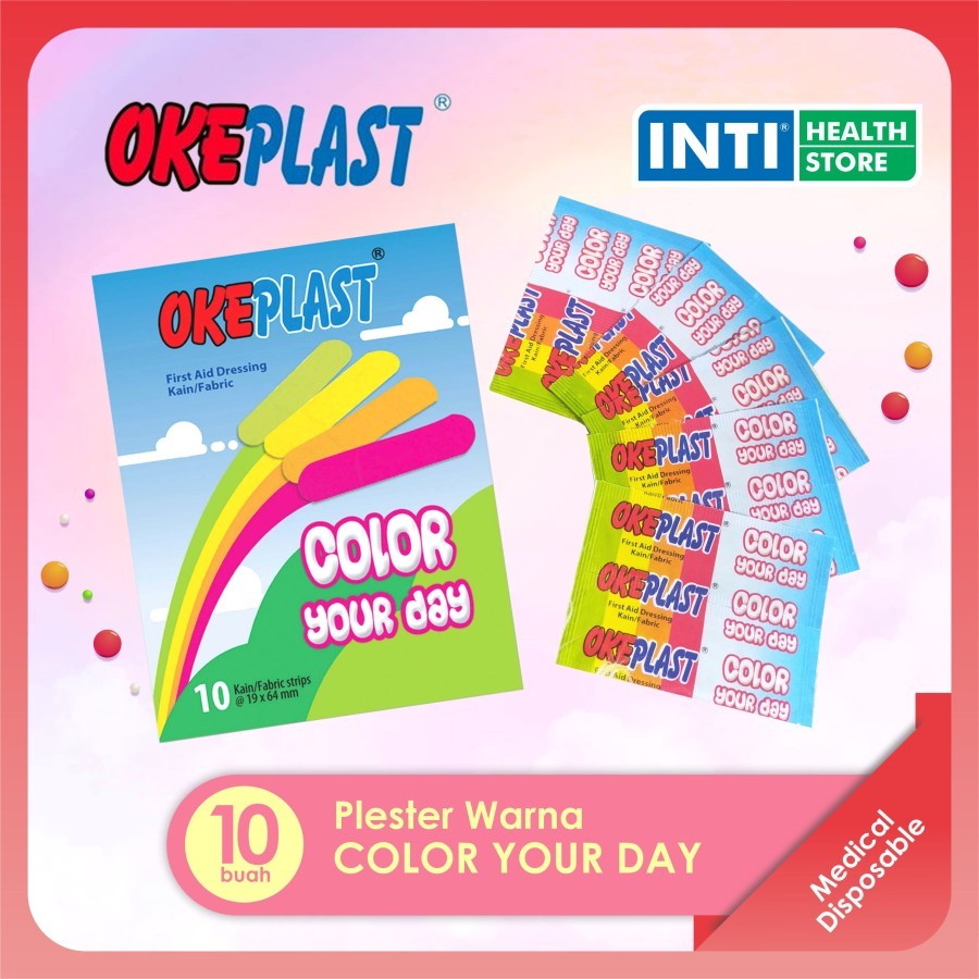 Jual OKEPLAST | Colour Your Day | Plester Warna Isi 10's | Shopee Indonesia