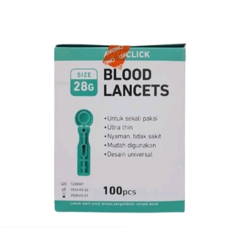 Jual lancet onemed 28g isi 100/ blood lancet cek gula darah | Shopee ...