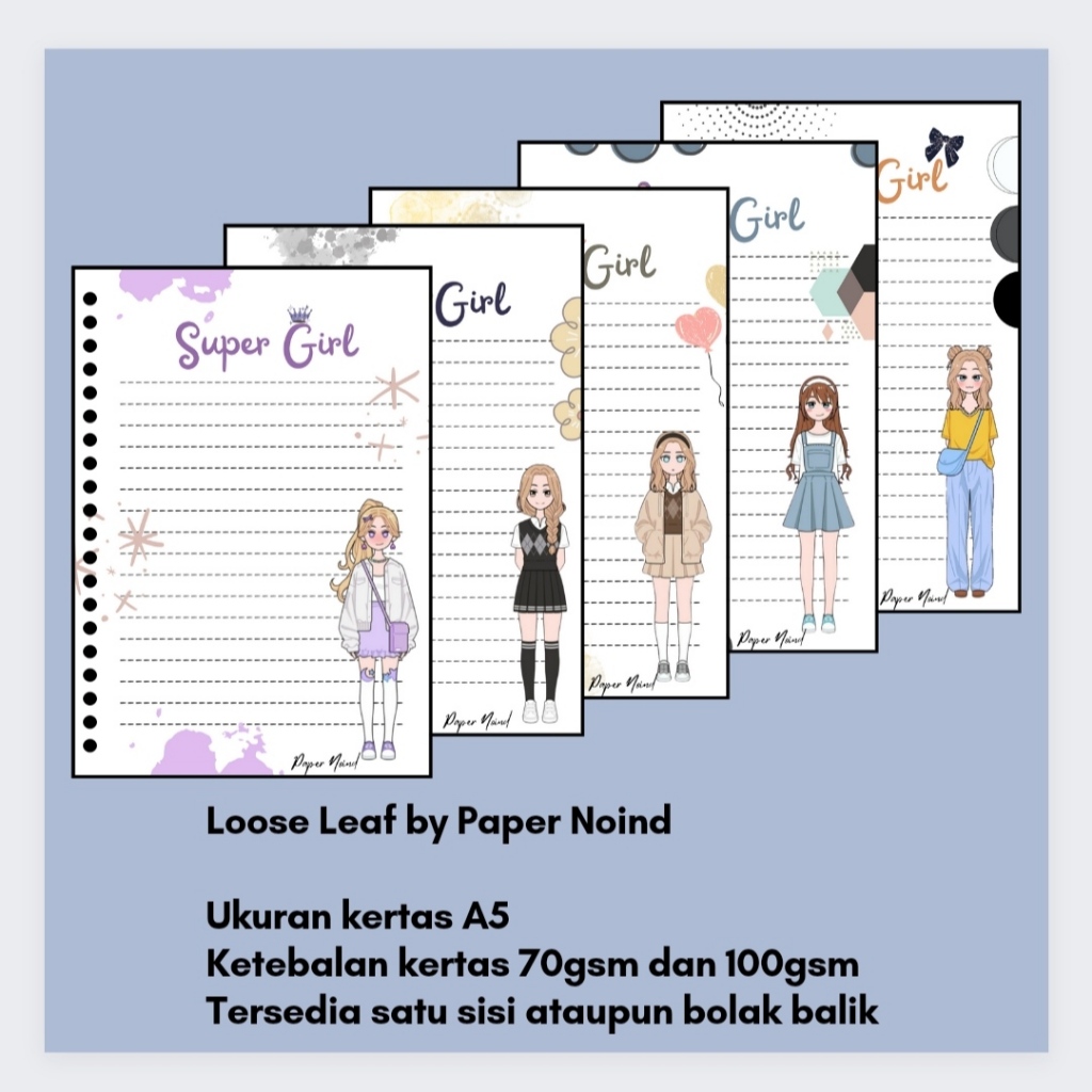 Jual ‼️ PART 1 MOTIF GIRL ‼️ Isi 10 Lembar Loose Leaf Isi Binder Refill ...