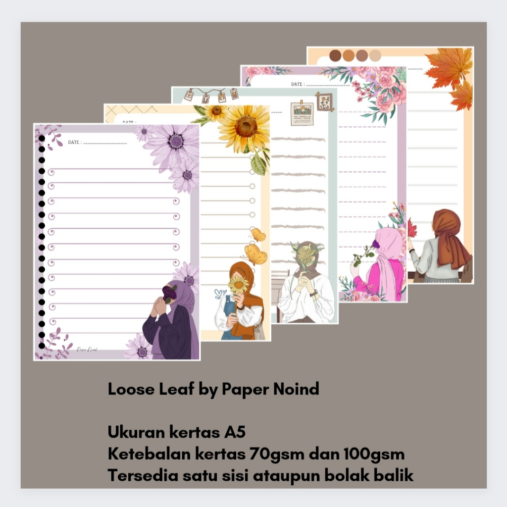 Jual ‼️ PART 3 MOTIF GIRL HIJAB ‼️ Isi 10 Lembar Loose Leaf Isi Binder ...