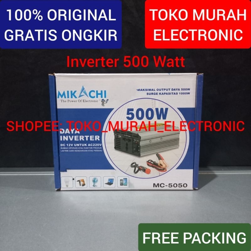 Jual TME - Power Inverter Mikachi SNI DC To AC 500 Watt 500W | Shopee ...