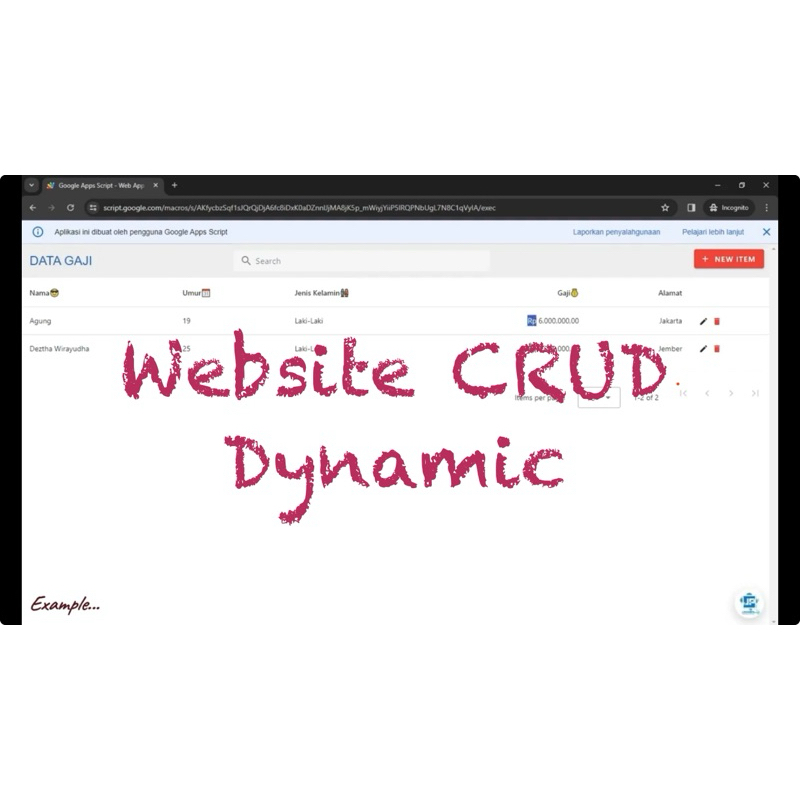Jual Website CRUD Dynamic Database Spreadsheet | Shopee Indonesia