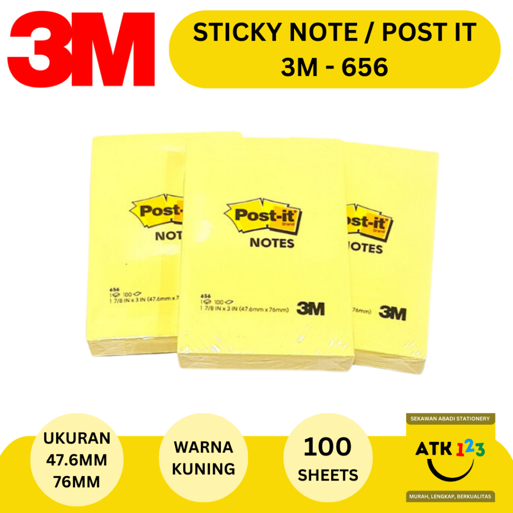 Jual Post It / Sticky Note Merk 3M No. 656 Warna Kuning | Shopee Indonesia