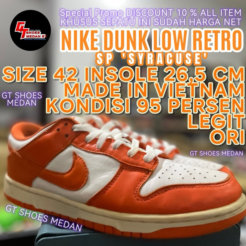 Jual Nike Dunk Low Pro SP 'Syracuse' size 42 insole 26,5 cm made in ...