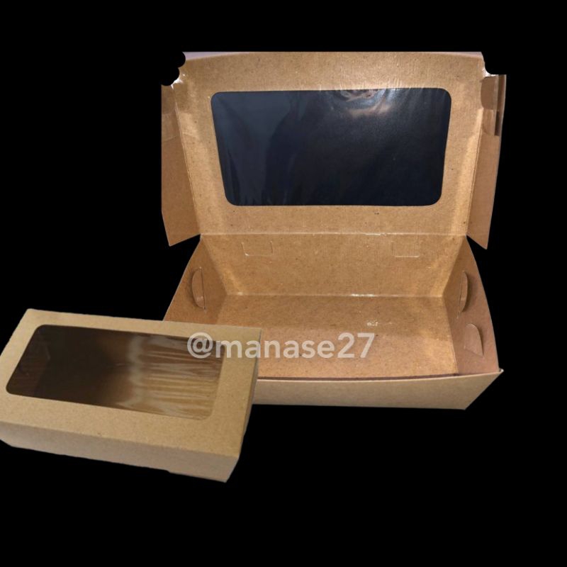 Jual kardus kraft M window lunch box coklat laminasi | Shopee Indonesia