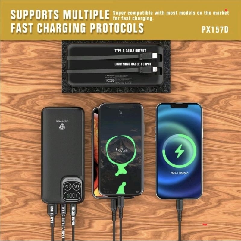 Jual LENYES PX157D Powerbank 10000mAh Fast Charging Mini Slim Portable ...