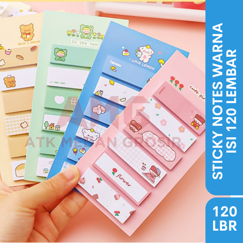 Jual STICKY NOTES INDEX MEMO WARNA MOTIF FANCY KOREA AESTHETIC ISI 6 X ...