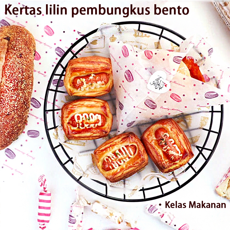 Jual 10 / 50 Pcs kertas roti kertas nasi motif kertas burger kertas ...