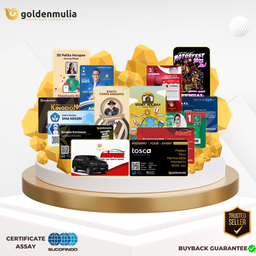 Jual Golden Mulia Logam Mulia Custom Design Souvenir Emas - Kartu Nama ...