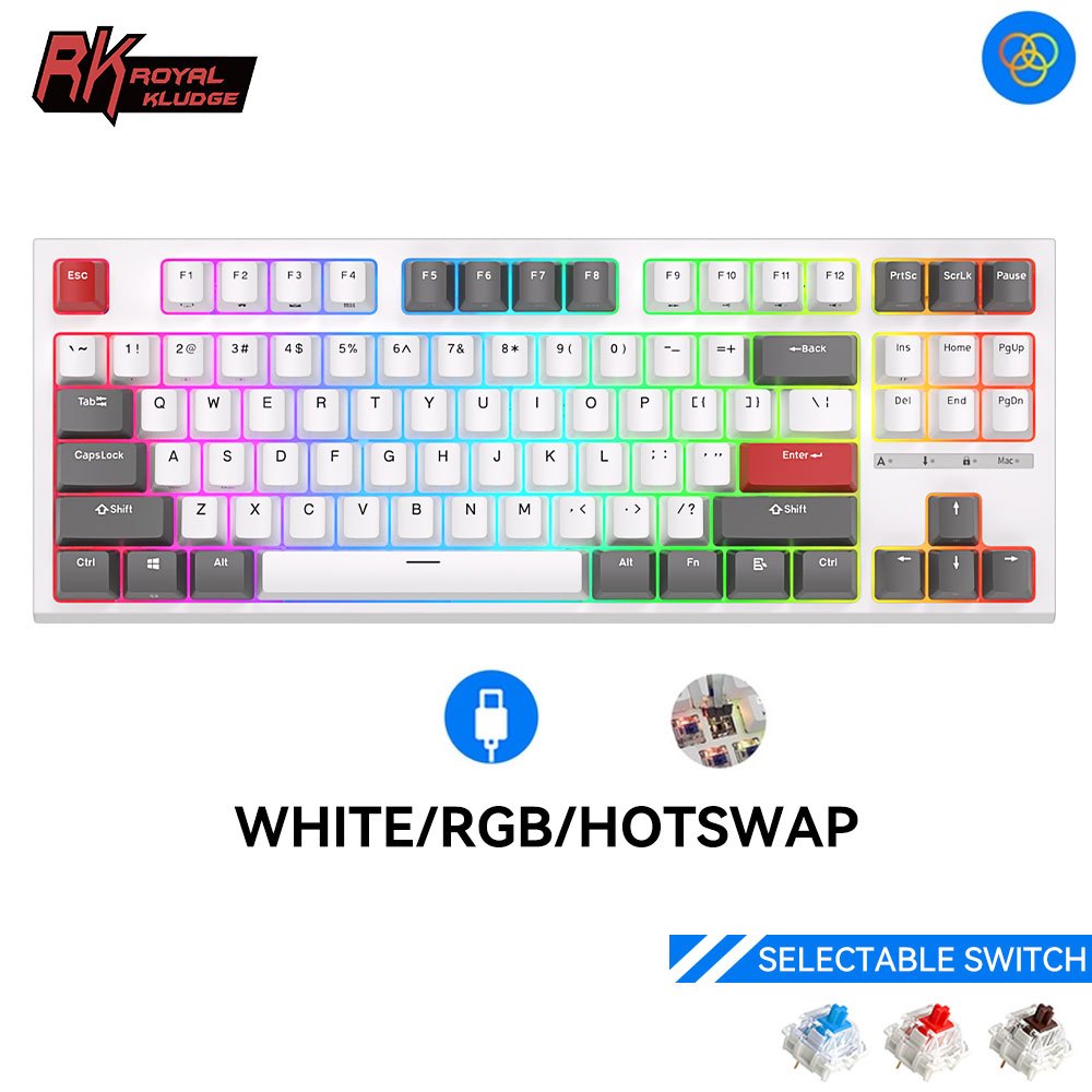 Jual Royal Kludge RK R87 White 87 key Wired Gaming Keyboard | Shopee ...